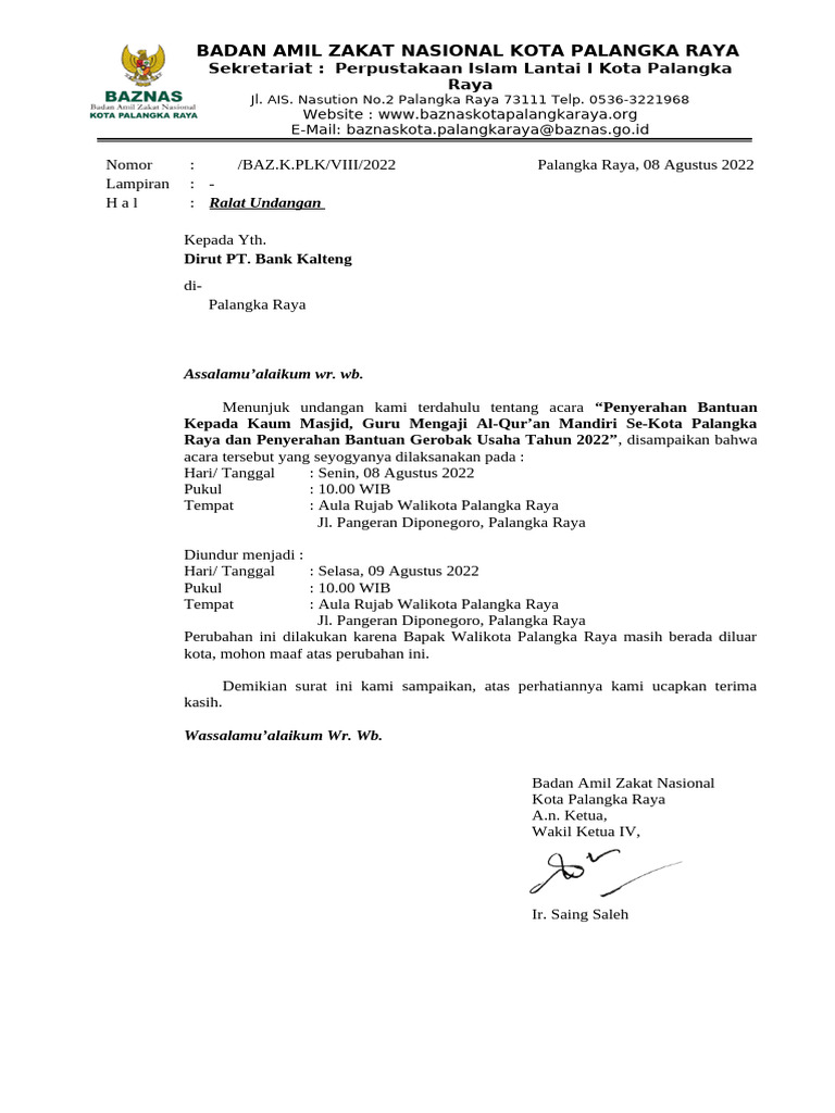 Surat Ralat Jadwal | PDF