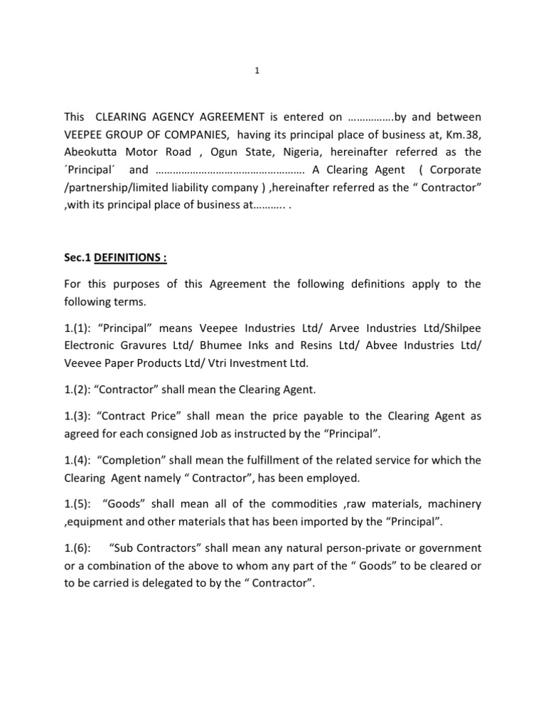 Clearing Agency Agreement | PDF | Damages | Legal Liability