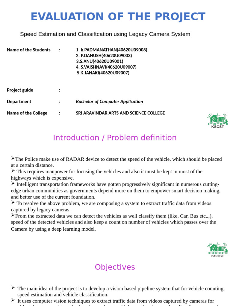 PPT VEHICLE SPEED ESTIMATION | PDF | Traffic | Deep Learning