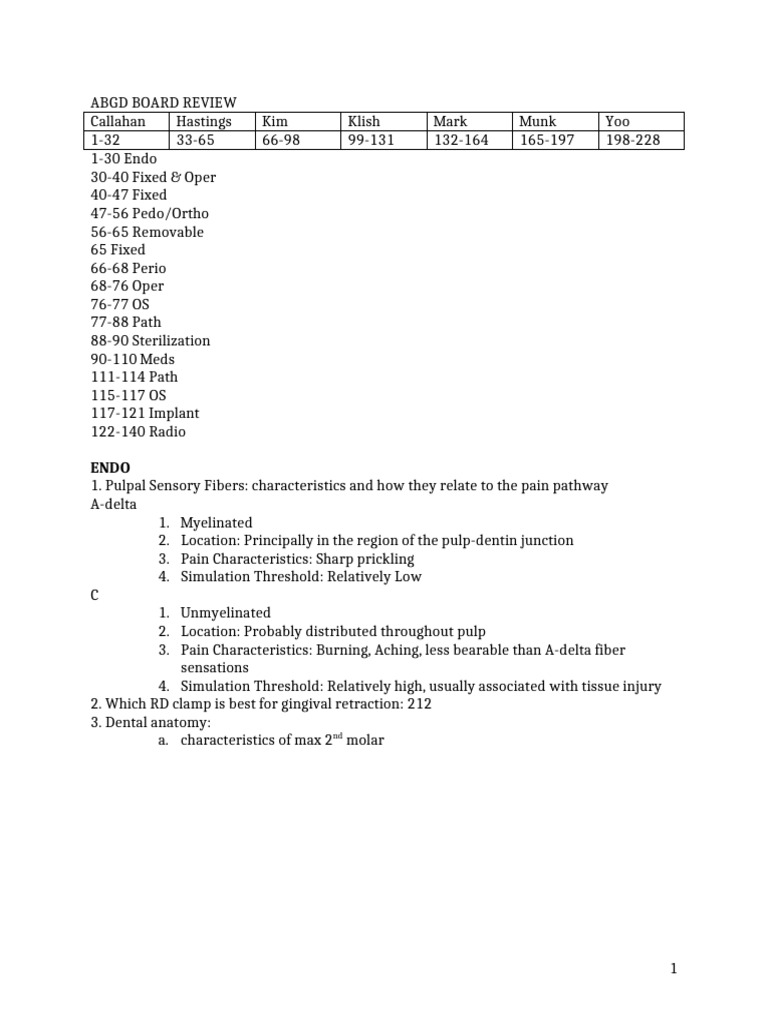 00 - Final-Abgd Board Review - Categorized-Answered | PDF | Dentistry ...