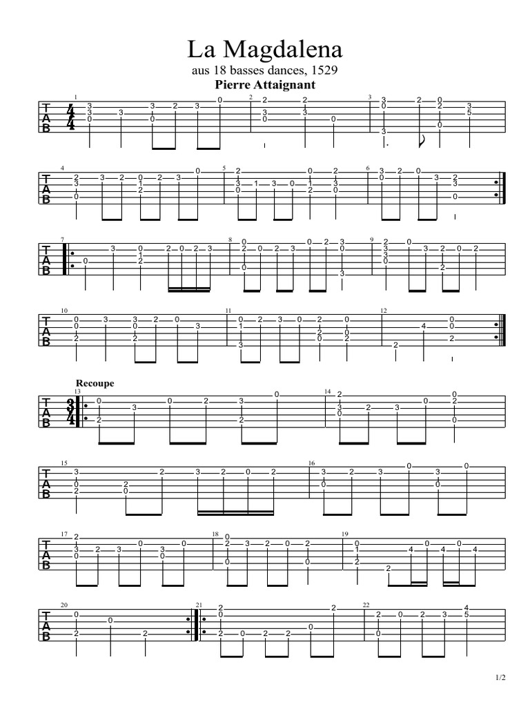 Attaingnant-Basse Dance La Magdalena | PDF