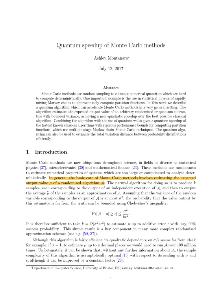 1504.06987 | PDF | Quantum Computing | Monte Carlo Method