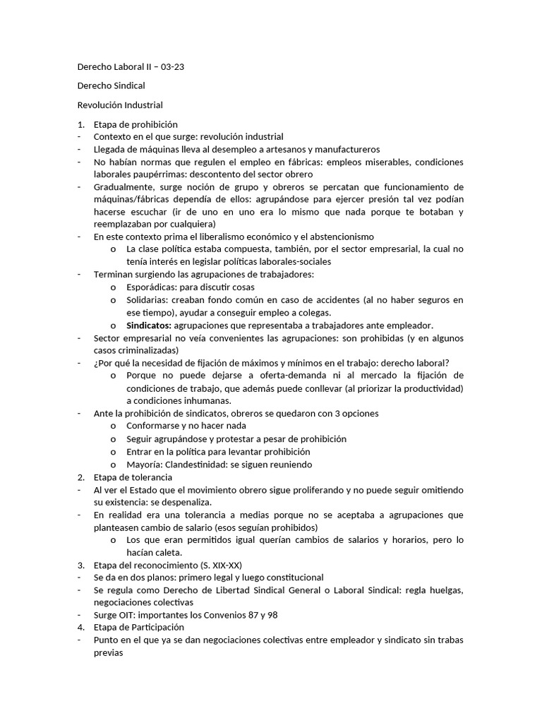 Derecho Laboral II - 03-23 | PDF | Sindicato | Derecho laboral