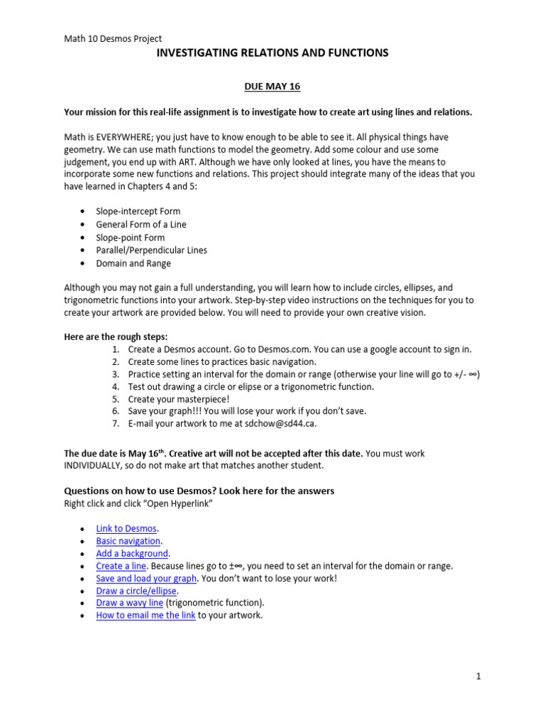 Kami Export - Math 10 Desmos ProjectV1 | PDF | Mathematics