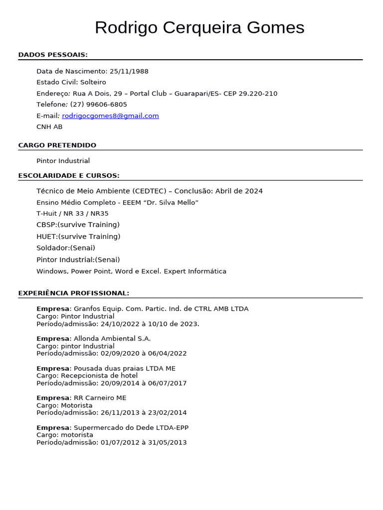 Cópia de Curriculum Tec. M.A - Rodrigo | PDF