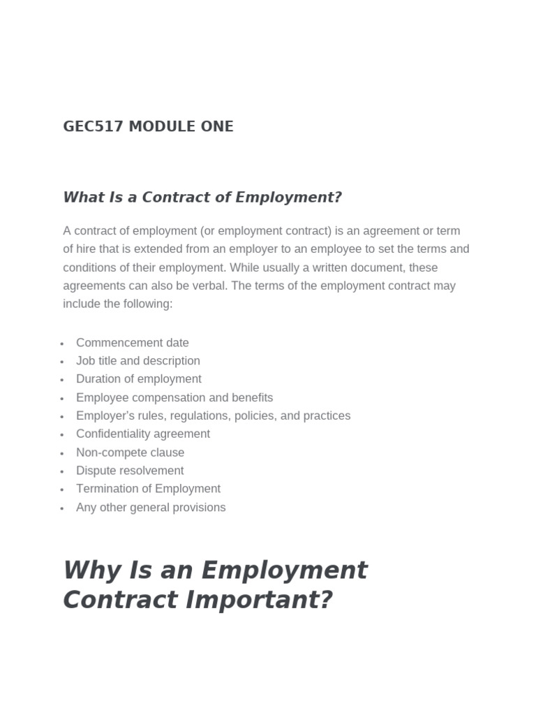 Understanding Employment Contracts | PDF | Employment | At Will Employment