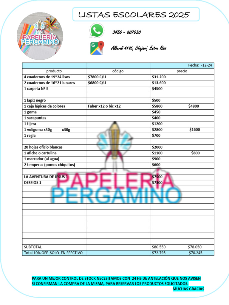 Listas 2024 Word Limpio | PDF | Grafito | Implementos de escritura