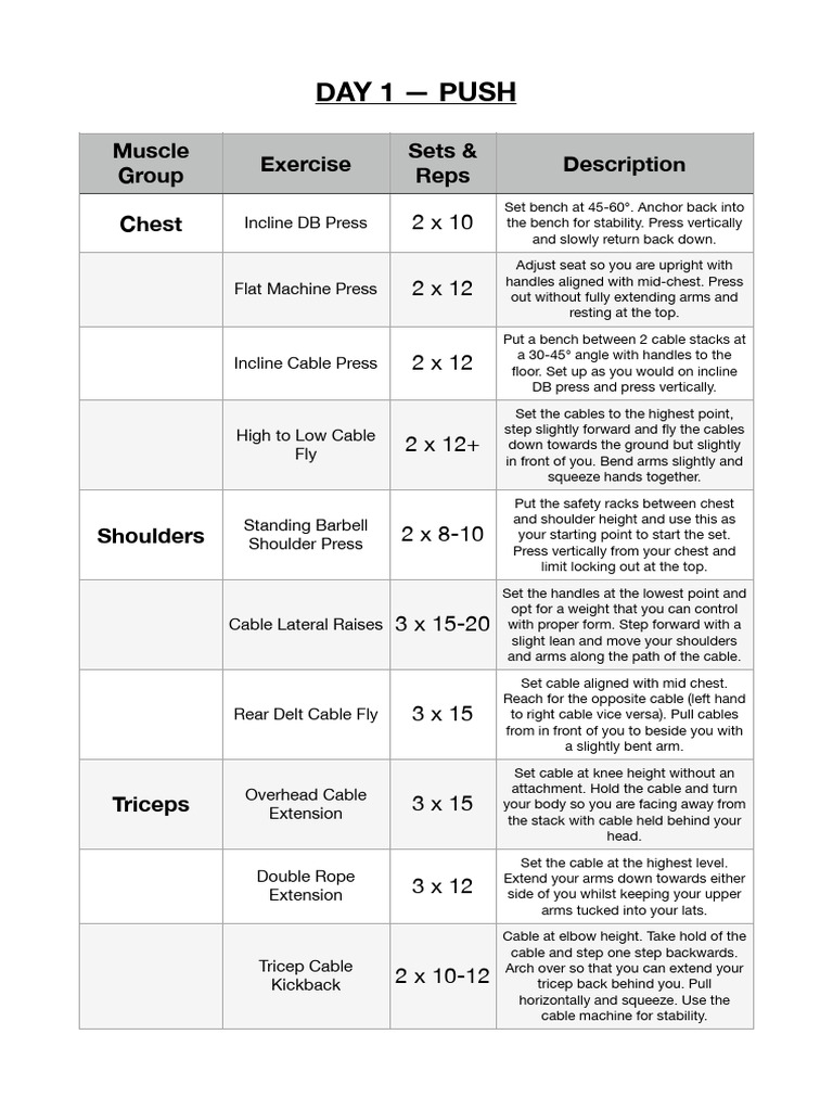 6 Day Workout Plan | PDF | Limbs (Anatomy) | Musculoskeletal System