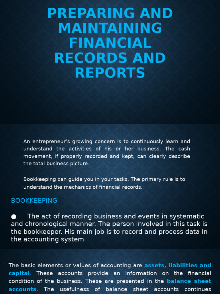 Preparing and Maintaining Financial Records and Reports | PDF | Expense ...