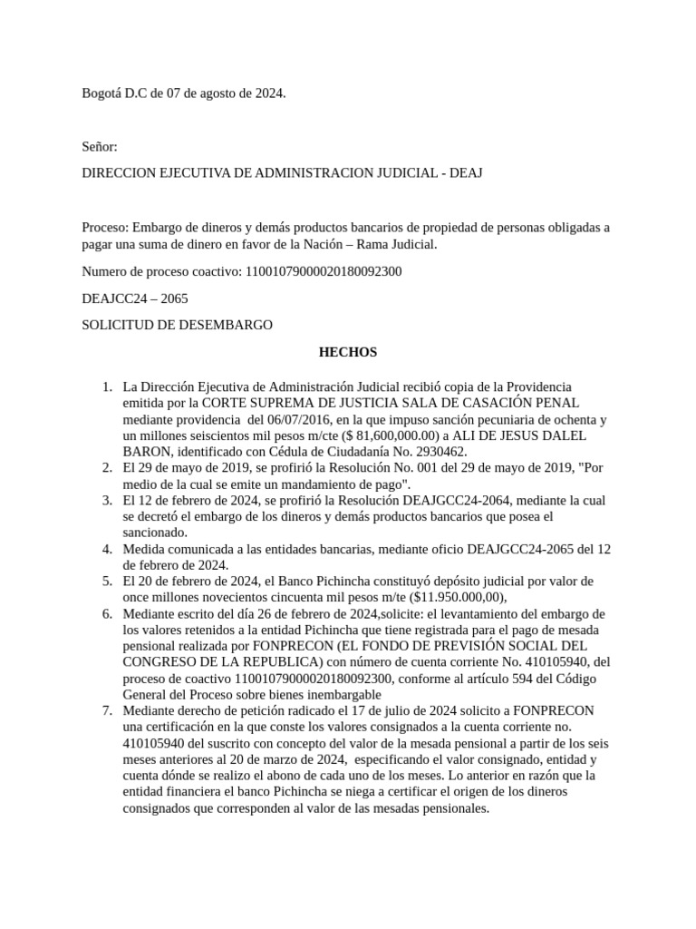 Embargo | PDF | Bancos | Pensión
