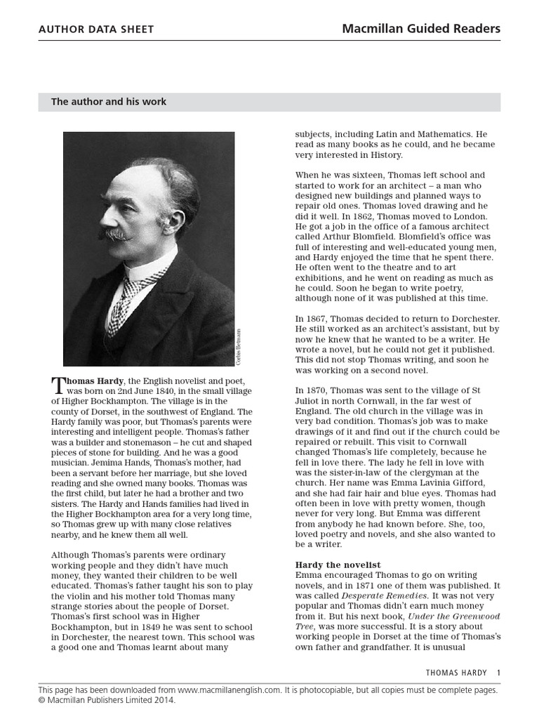 Thomas Hardy: Author Overview | PDF | Thomas Hardy | Wessex