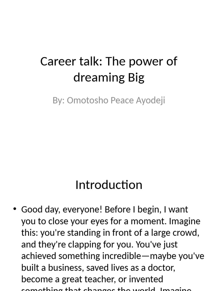 Career Talk Presentation With JAMB | PDF