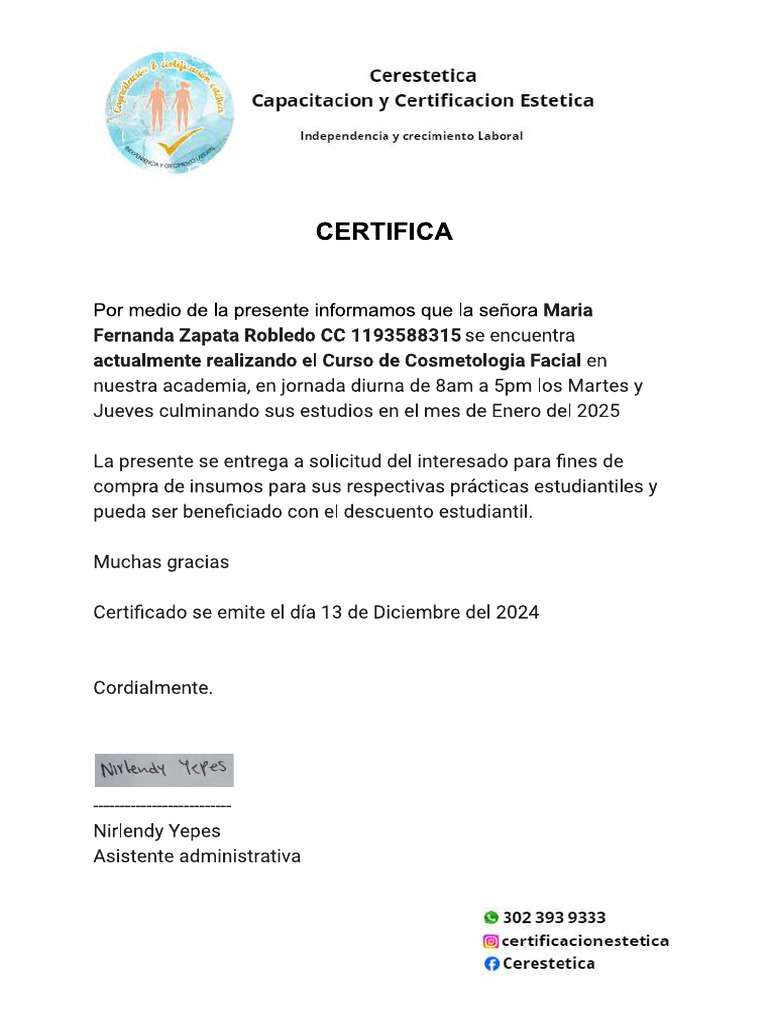 Certificado de Estudios 2 | PDF