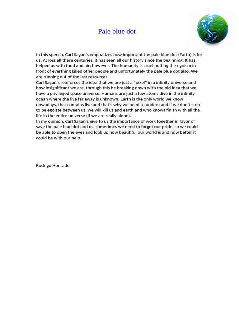 The Importance of the Pale Blue Dot | PDF