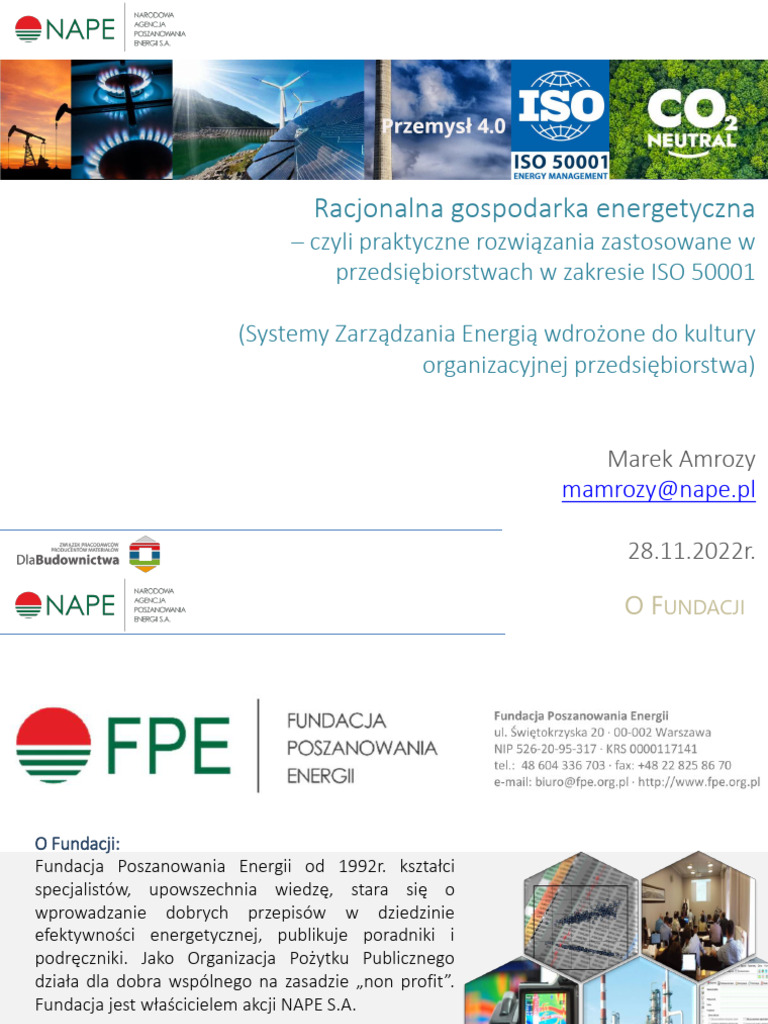 ZPPMDB M Amrozy 01 RACJONALNA GOSPODARKA ENERGETYCZNA ISO 50001 | PDF