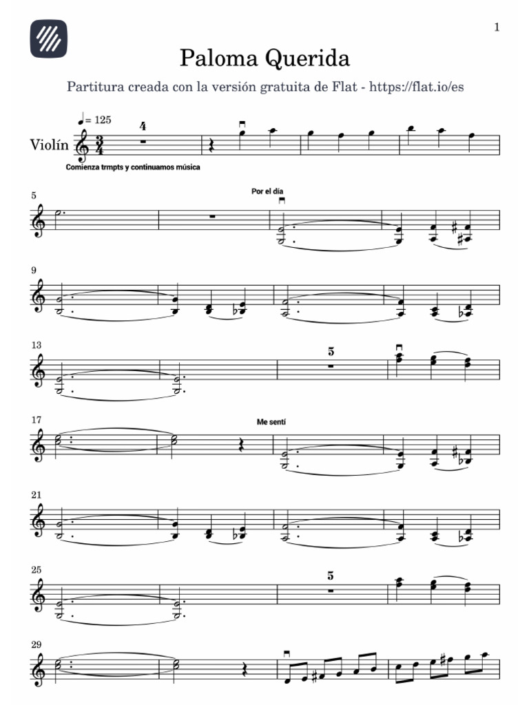 Paloma Querida Violines EMCG | PDF