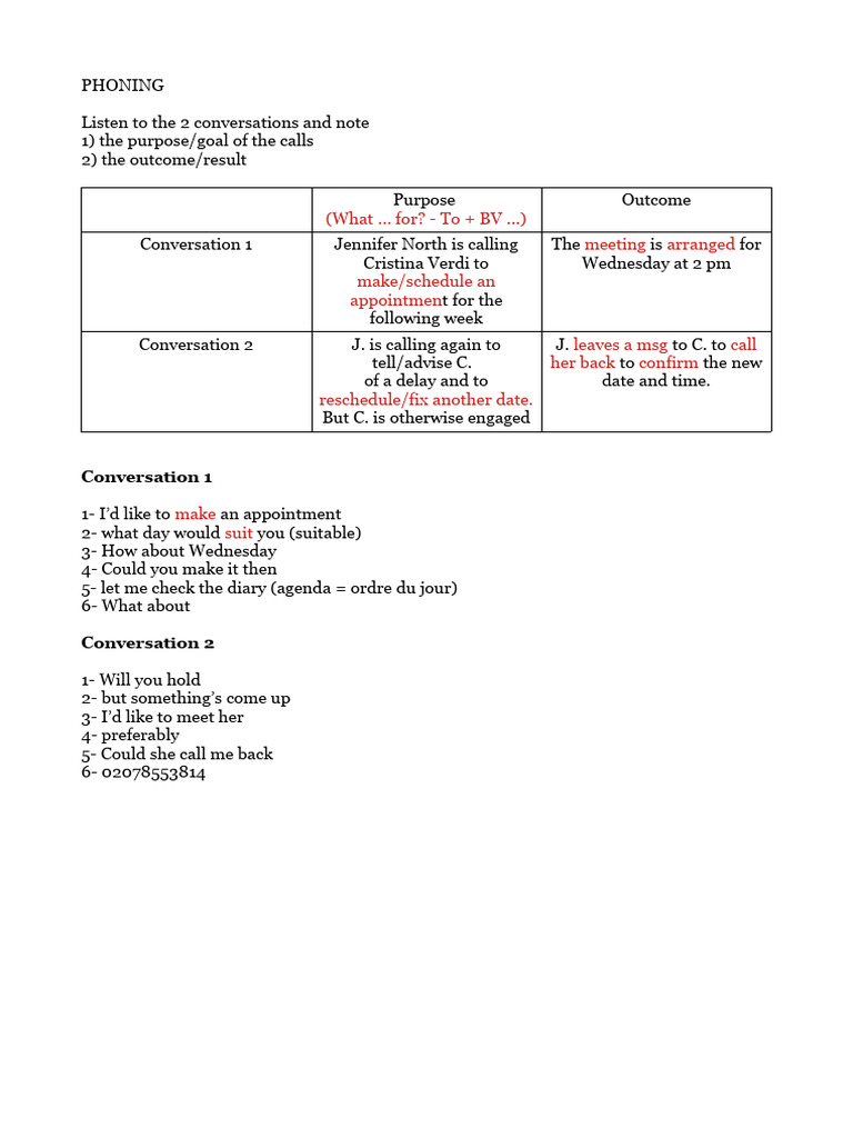 Appointment Scheduling Conversations | PDF
