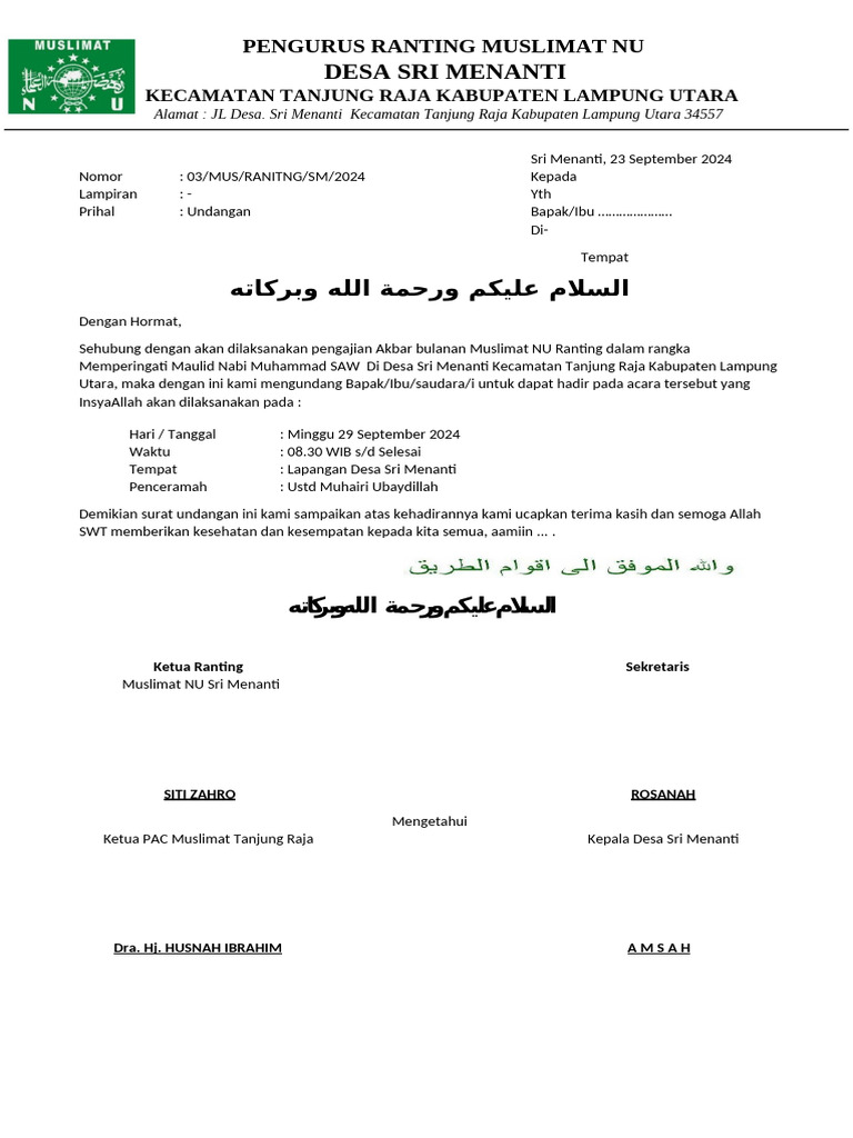 Pengurus Ranting Muslimat Nu2 | PDF