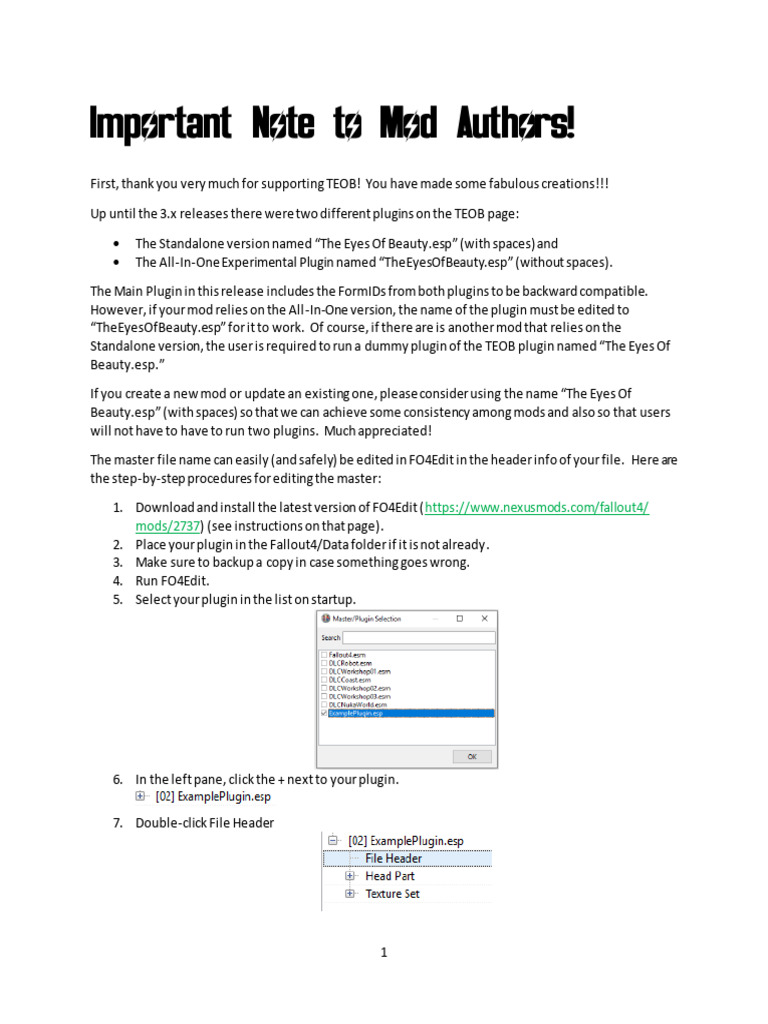 Important Note To Mod Authors! | PDF