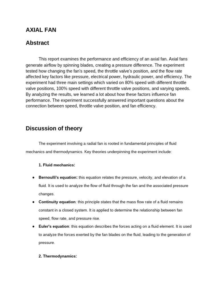 AXIAL & RADIAL FAN | PDF | Fluid Dynamics | Flow Measurement