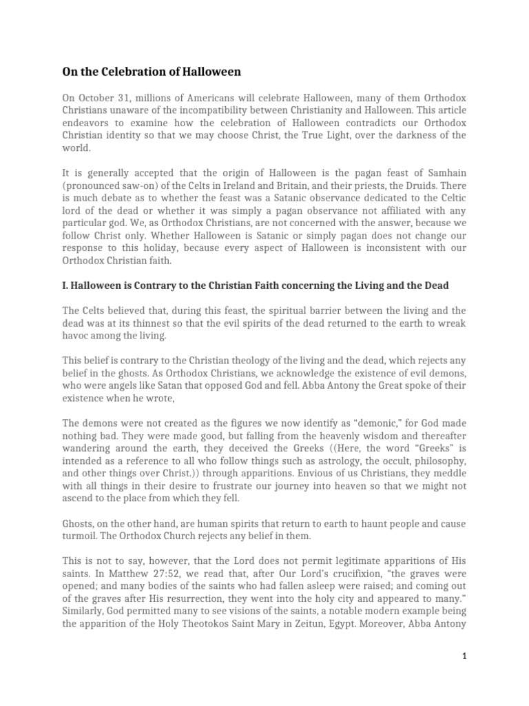 Halloween's Conflict with Orthodox Faith | PDF | Halloween | Ghosts
