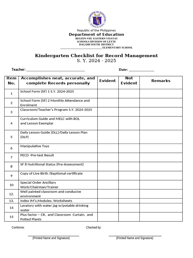 Edited Evaluation Checklist For 2024 Evaluation | PDF | Teachers ...