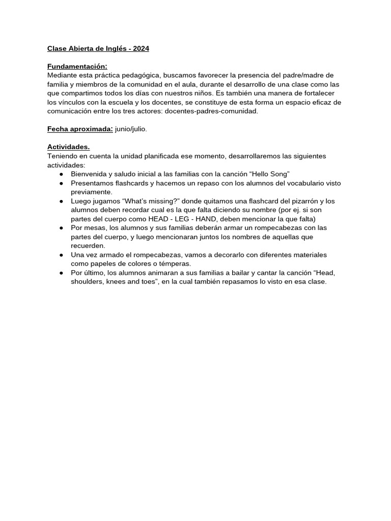 Proyecto Clase Abierta | PDF