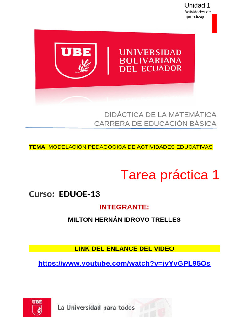 Tarea Practica 1 Matematicas | PDF | Educación primaria | Aprendizaje