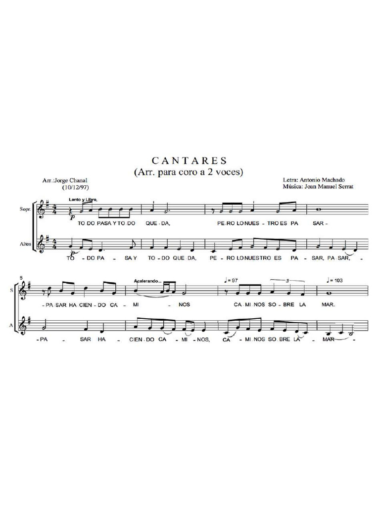 Cantares Serrat Partitura y Letra | PDF