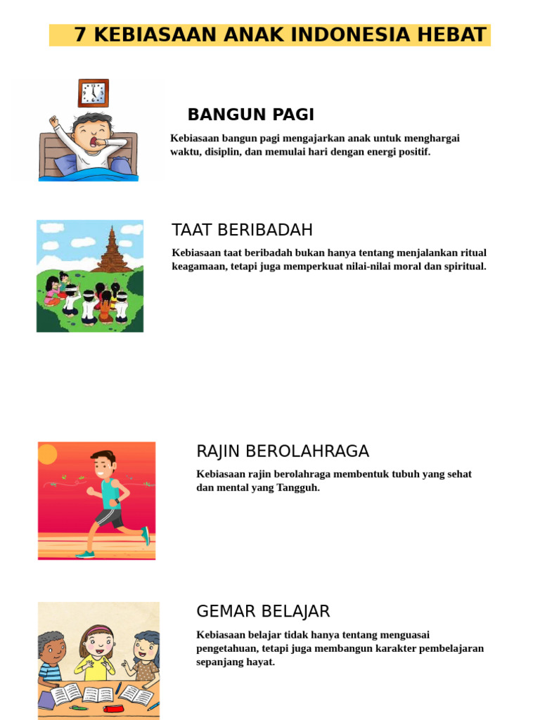 Poster 7 Kebiasaan Anak Indonesia Hebat | PDF