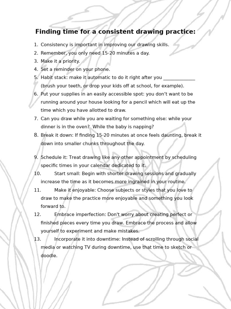 Tips for Consistent Drawing Practice | PDF