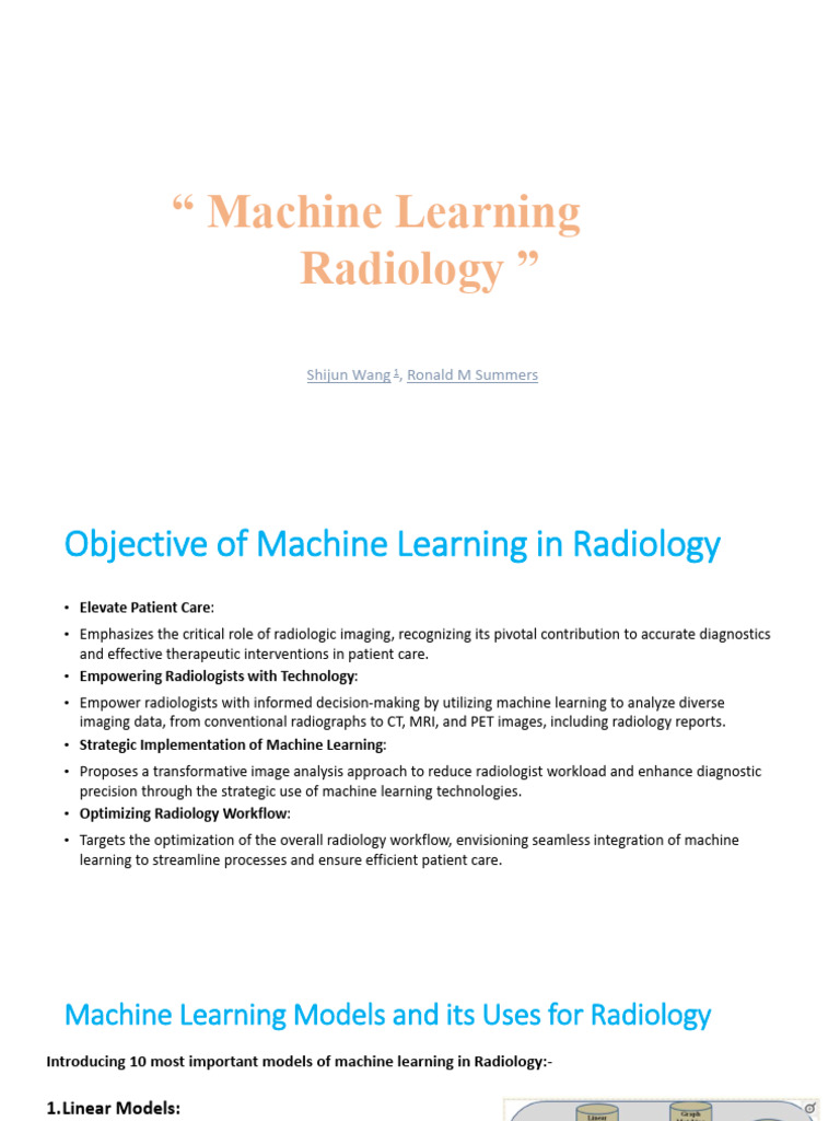 Machine Learning in Radiology Overview | PDF | Radiology | Machine Learning