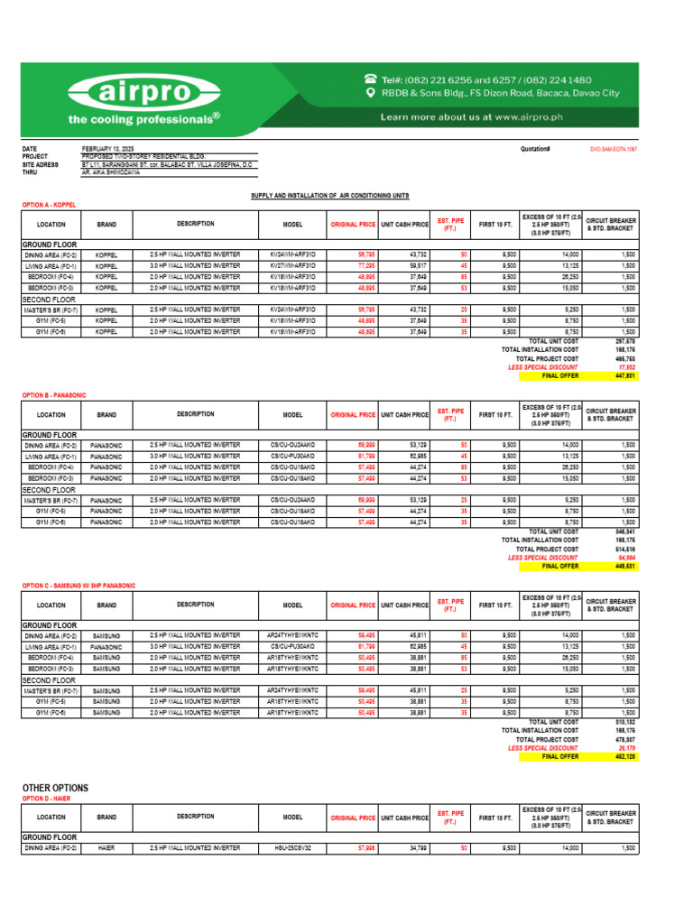 Villa Josefina Project | PDF | Pipe (Fluid Conveyance) | Air Conditioning