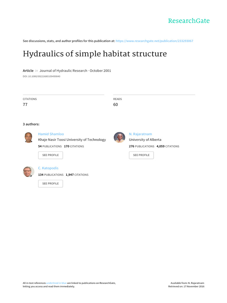 Hydraulics of Simple Habitat Structure | PDF | Vortices | Boundary Layer