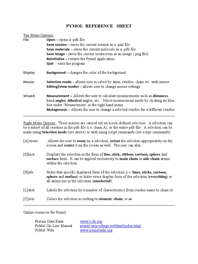 PyMol Reference | PDF | Protein Data Bank | Computing