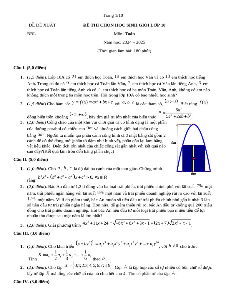 Đáp Án BLB - HSG10 - TOAN | PDF