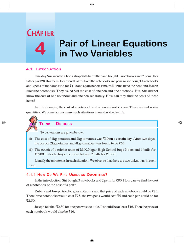 Cost of Notebooks and Pens Explained | PDF | Equations | System Of ...