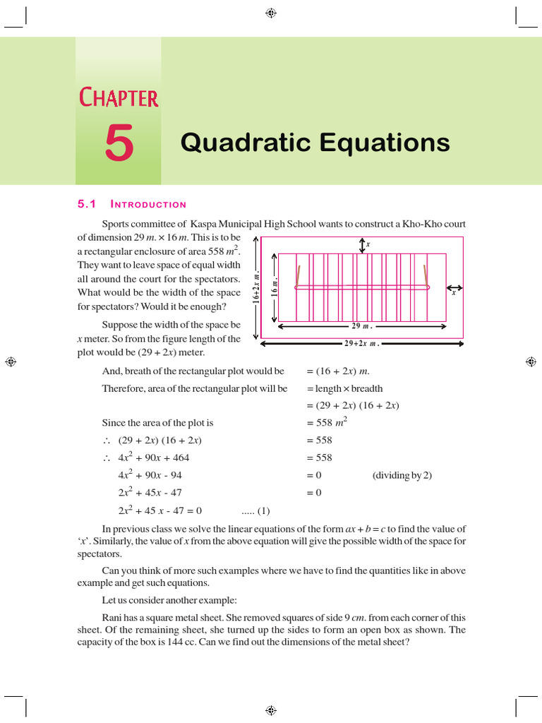 10th Class AP EM Mathematics 5 Quadratic Equations | PDF | Quadratic ...