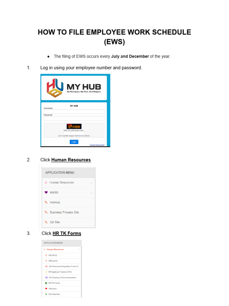 How To File Employee Work Schedule (Ews) | PDF