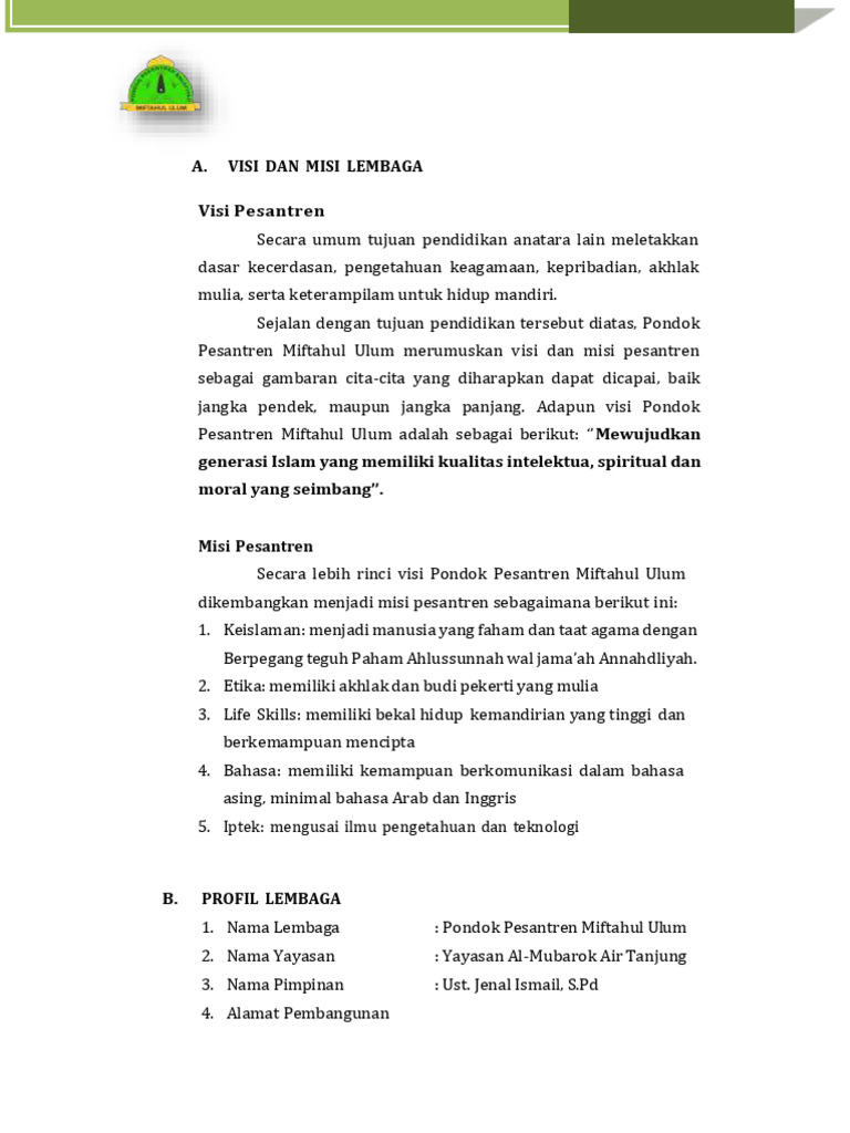 Profil Dan Visi Misi - PP - Miftahul Ulum (2) - Compressed - Compressed | PDF