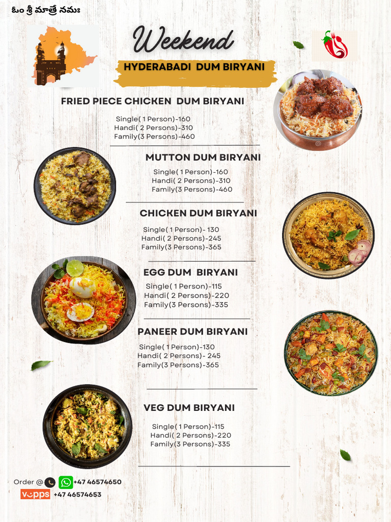 Falcon Inn Biryani Menu Prices | PDF | Indian Cuisine | Cooking