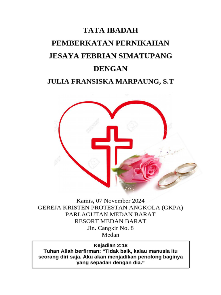 Tata Ibadah Pemberkatan Pernikahan | PDF