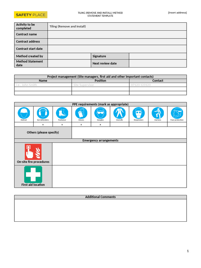 Tiling Method Statement O4wx8d 3 | PDF | Occupational Safety And Health ...