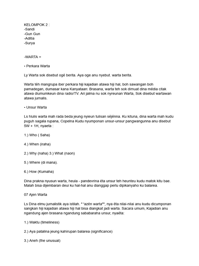 Kelompok 2 Warta Sunda | PDF