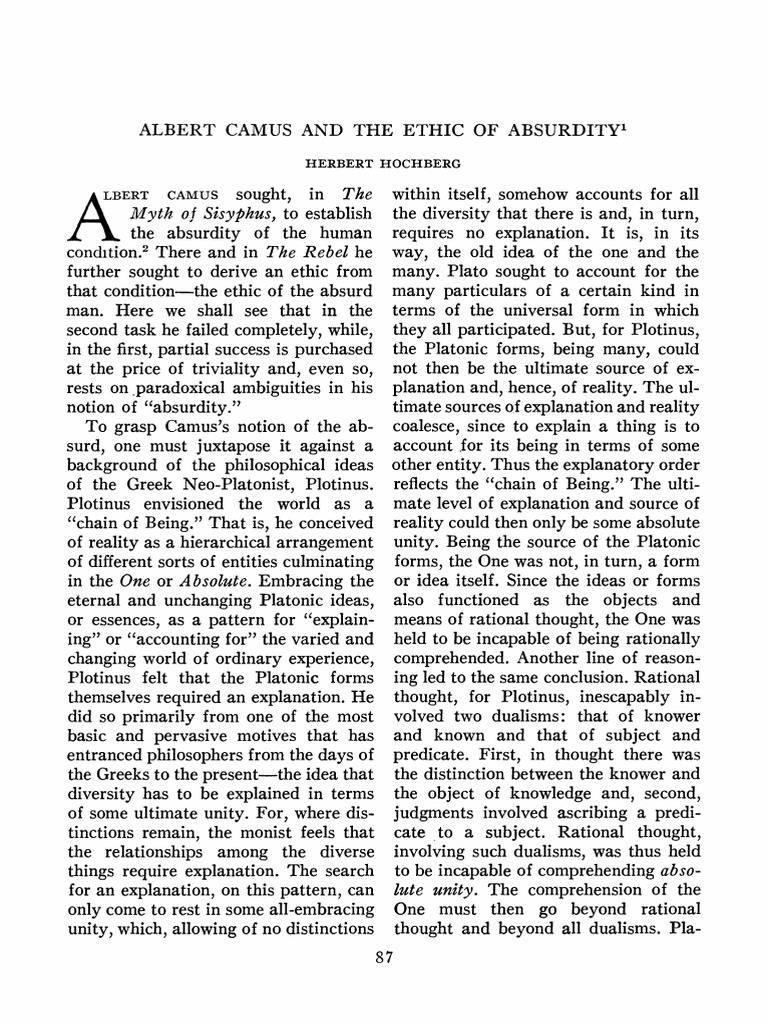 Camus And Absurdity – Albert Camus Absurdity – QTIRHX