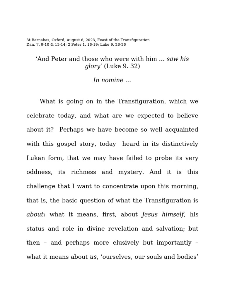 Understanding the Transfiguration of Christ | PDF | Jesus | The Exodus