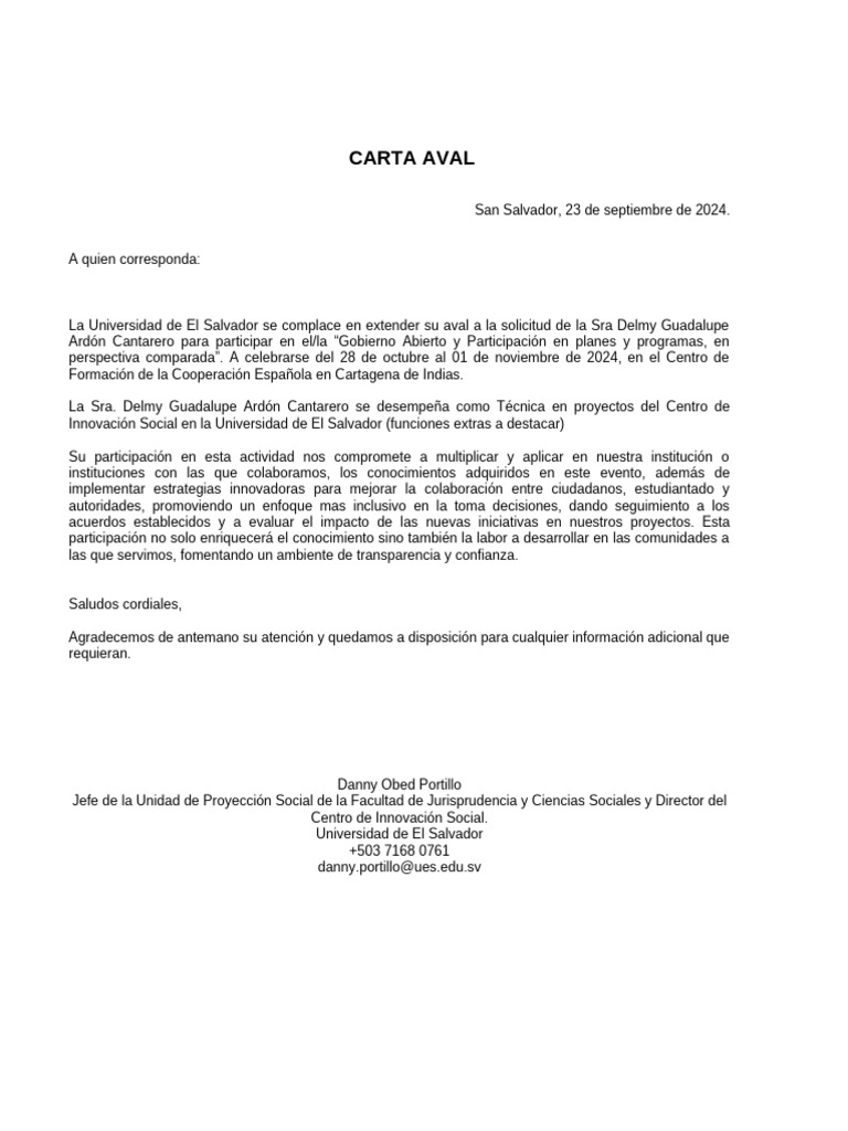 Plantilla Aval | PDF | El Salvador