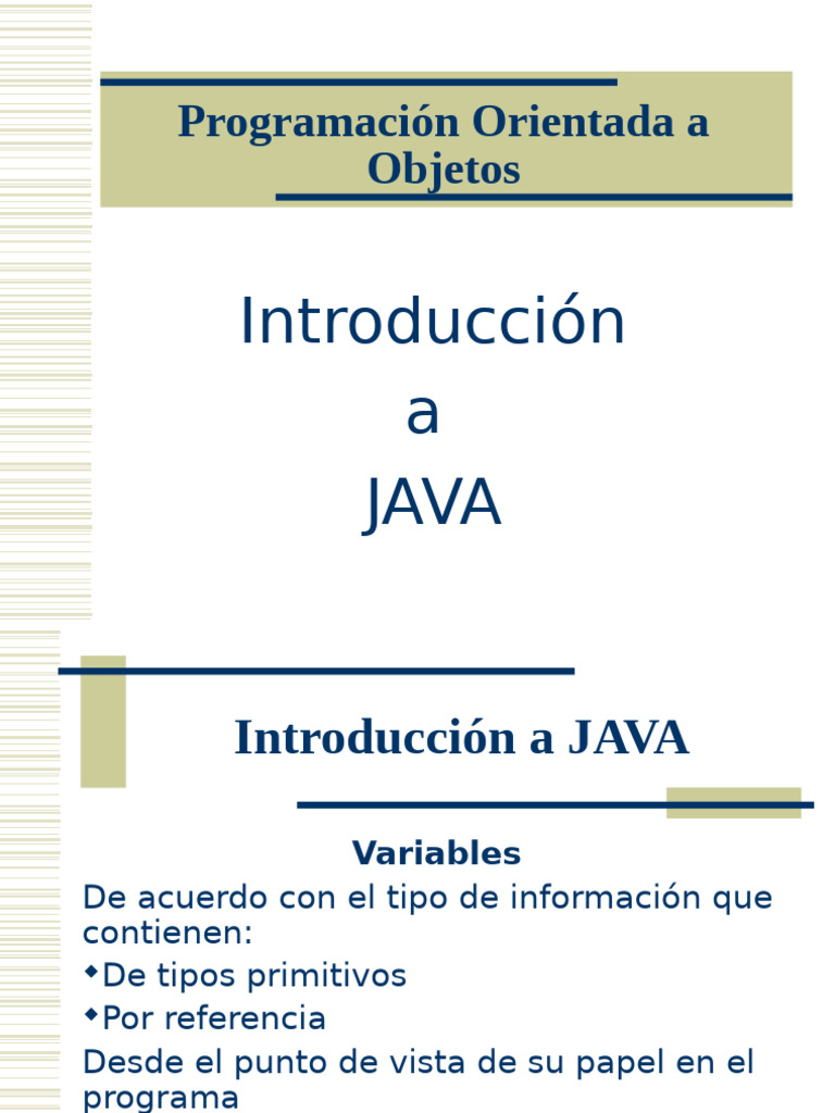 Introducción a JAVA | PDF | Java (lenguaje de programación) | Constructor (Programación ...
