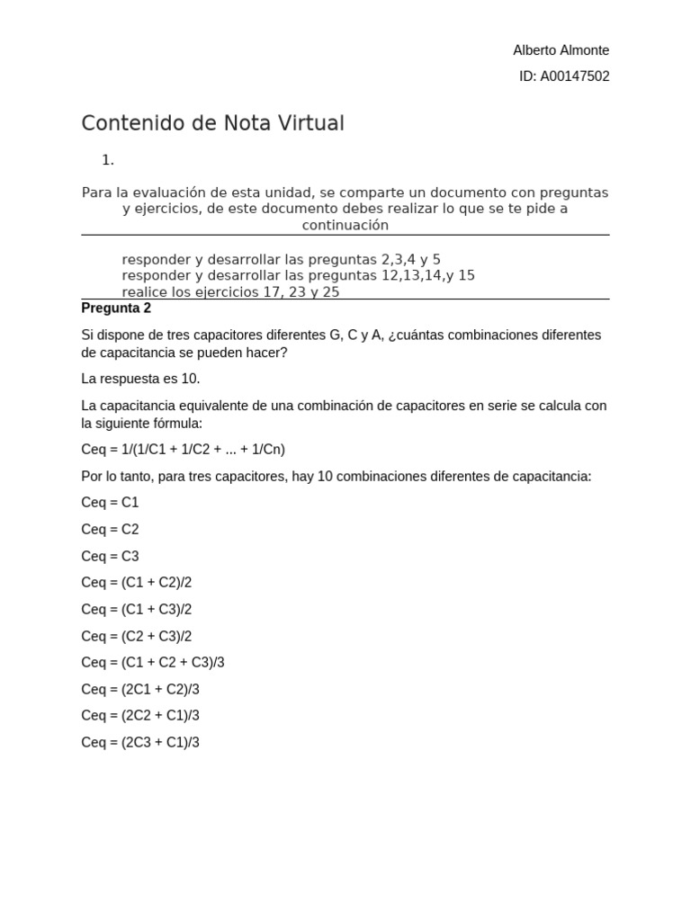 ALBERTO-ALMONTE Entregable Unidad 3 | PDF | Condensador | Capacidad