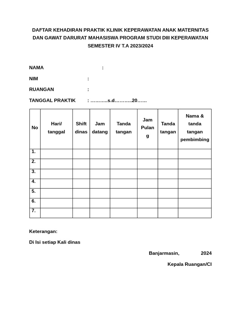 Absensi Dinas 2024 | PDF